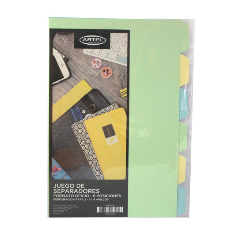 Separador Oficio 6 Divisiones Artel - Artel
